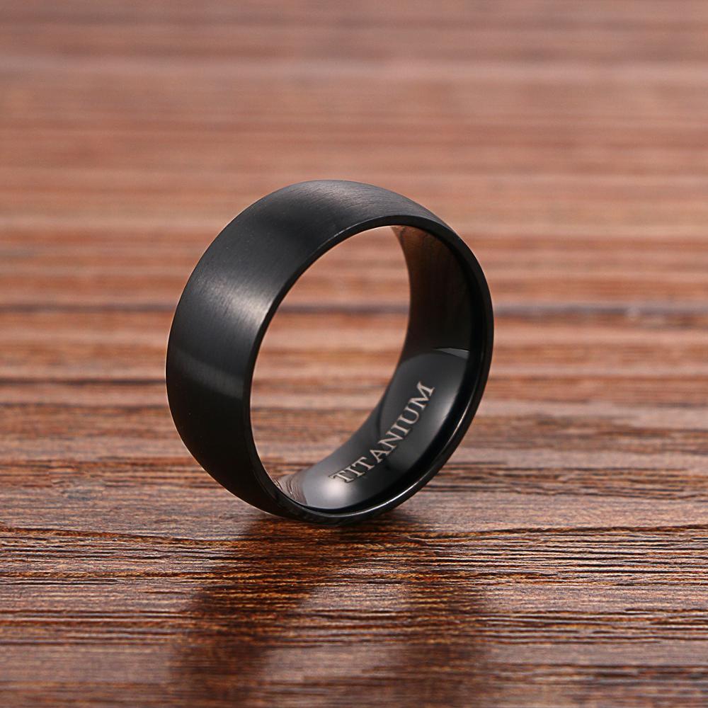 BONISKISS 8MM Men's Black Titanium Ring Anniversar... – Grandado