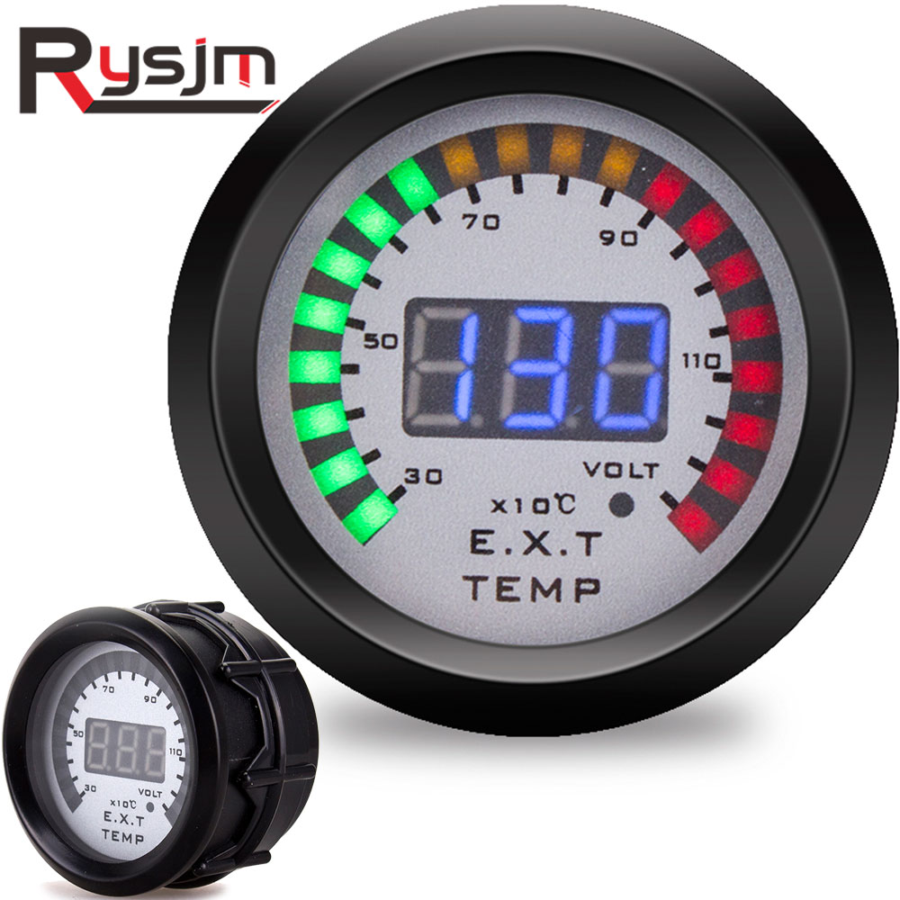 52MM Digital LED EXT Abgas temp Gauge + Voltmeter ... – Vicedeal