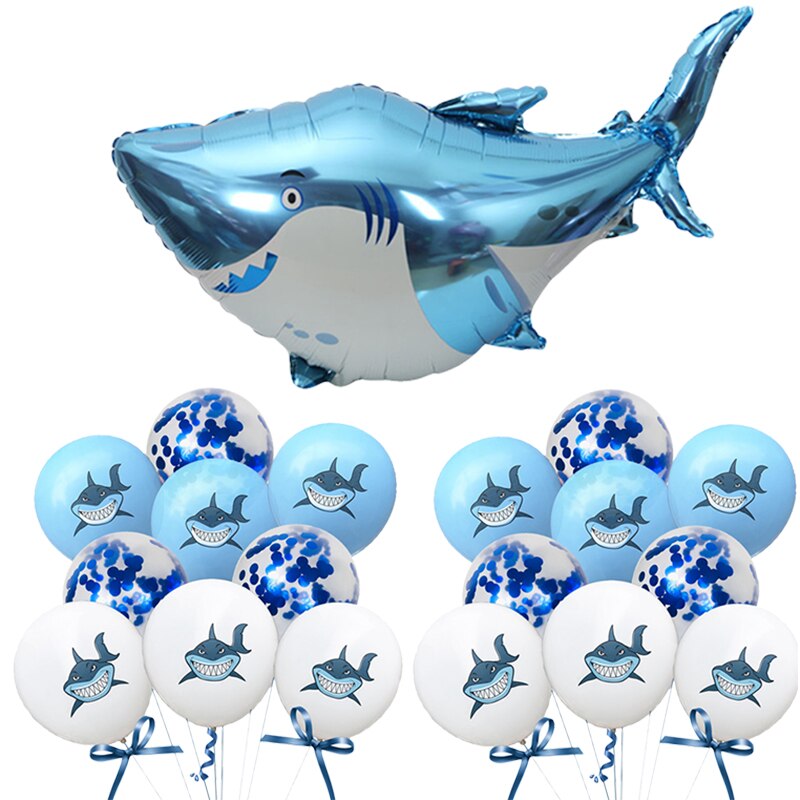 Big Blue Shark Aluminum Foil Balloons set Boy Anim... – Vicedeal