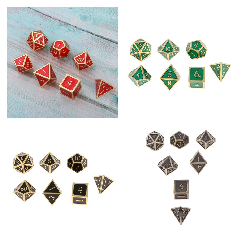 Set of 7 Polyhedral Metal Dice for Role Playing An... – Vicedeal