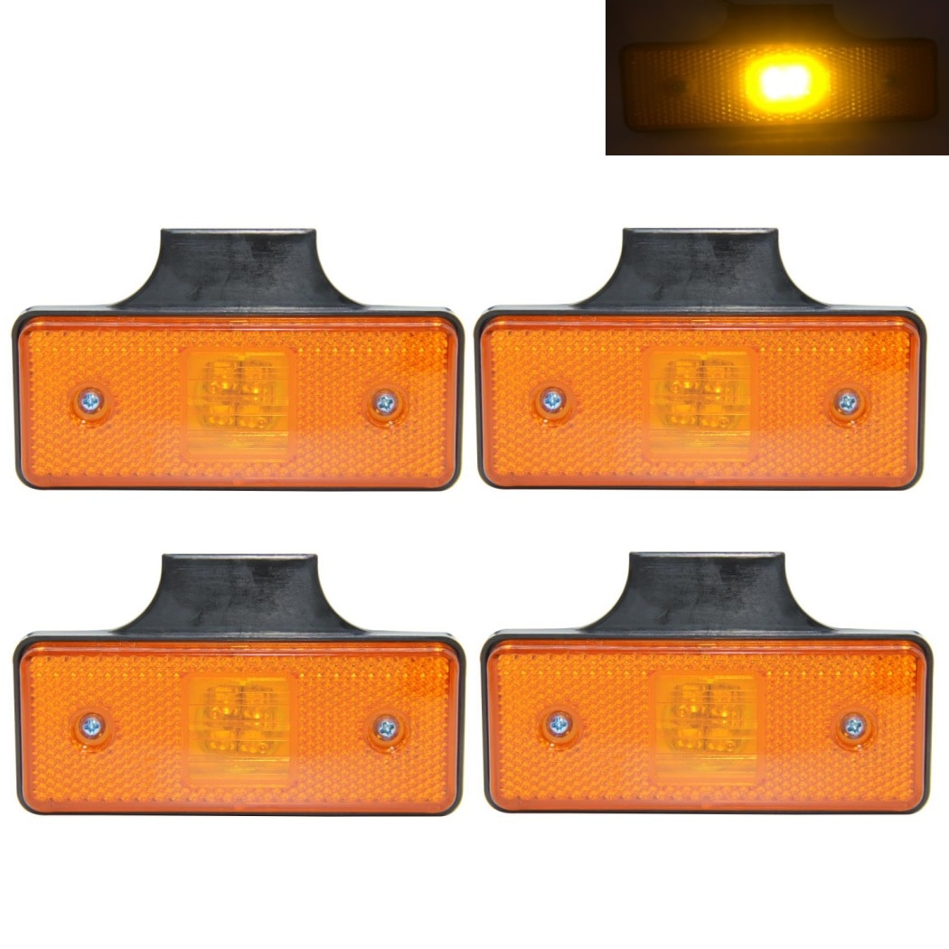 Fuleem 4PCS AMBER 4 LED 12V-24V Side Marker Lights... – Grandado