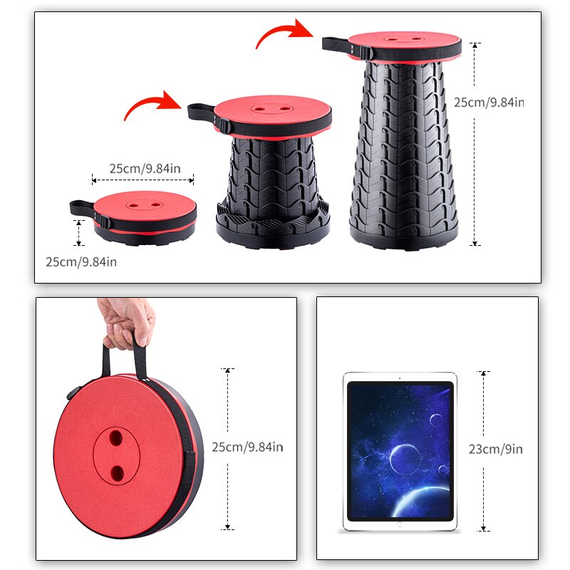 HKG Outdoor Portable Telescopic Stool Folding Chai... – Vicedeal