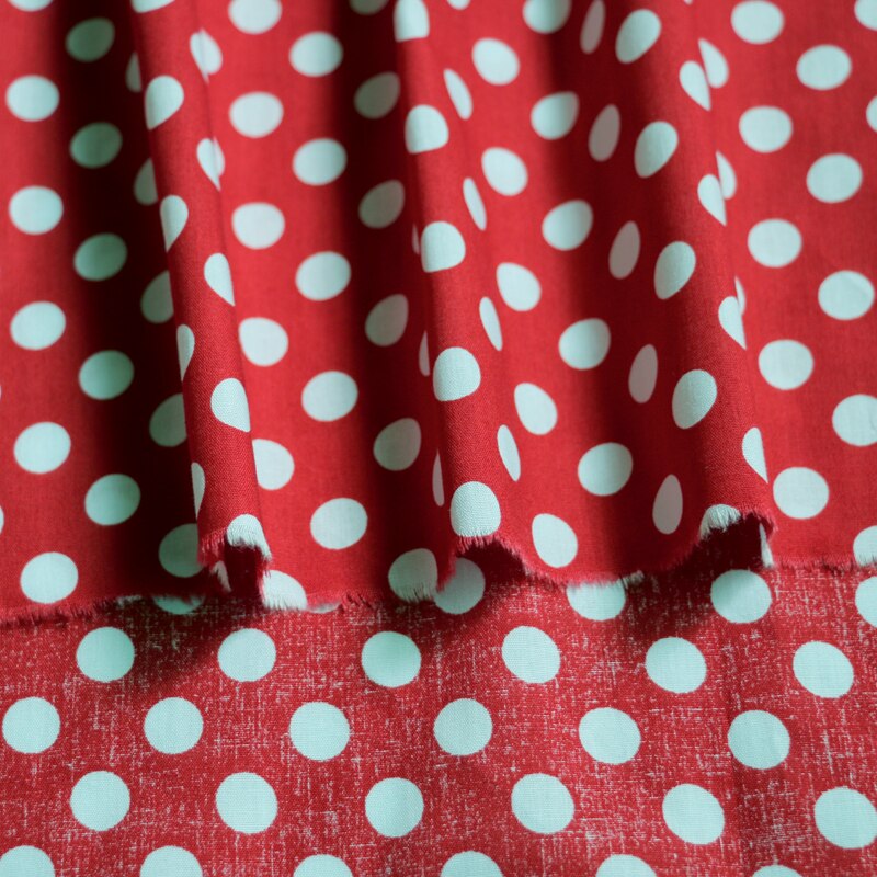 red polka dot fabric pure cotton poplin material f... – Grandado
