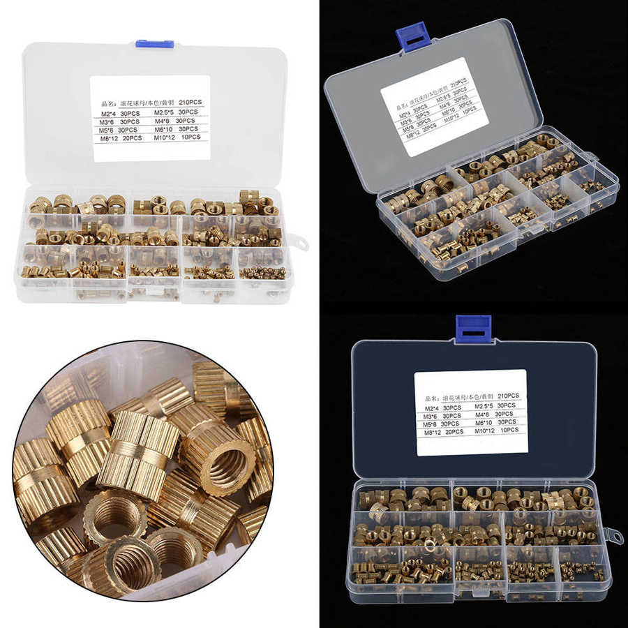 210pcs 8sizes M2-M10 Brass Cylinder Knurled Thread... – Grandado