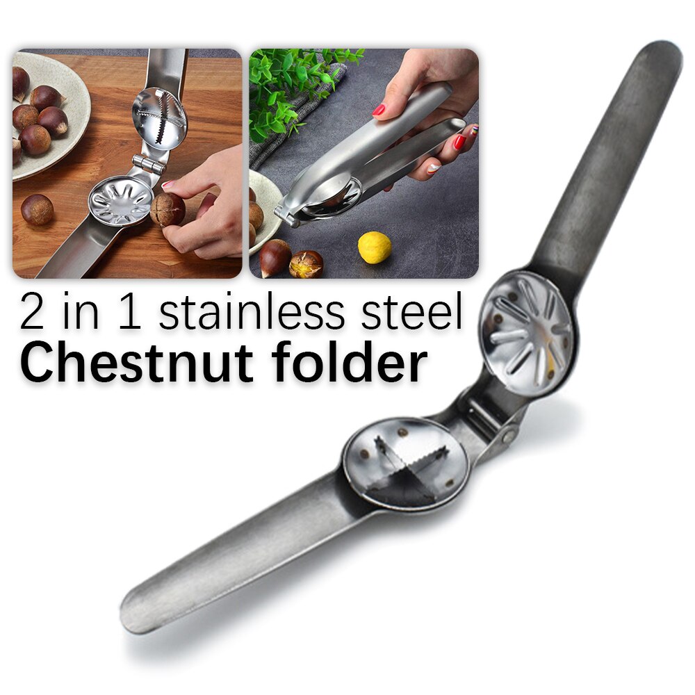 Stainless Steel 2 In 1 Quick Chestnut Clip Walnut ... – Grandado