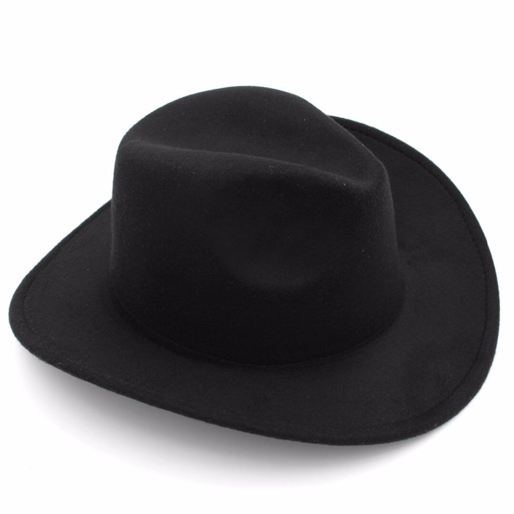 LUCKYLIANJI Trilby Wool Felt Fedora Cowboy Hat Sol... – Grandado