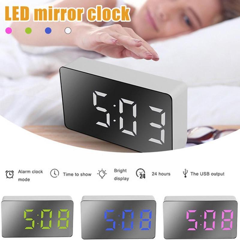 7 * 4cm Mini Desk Alarm Clock Digital Mirror Led L... – Vicedeal
