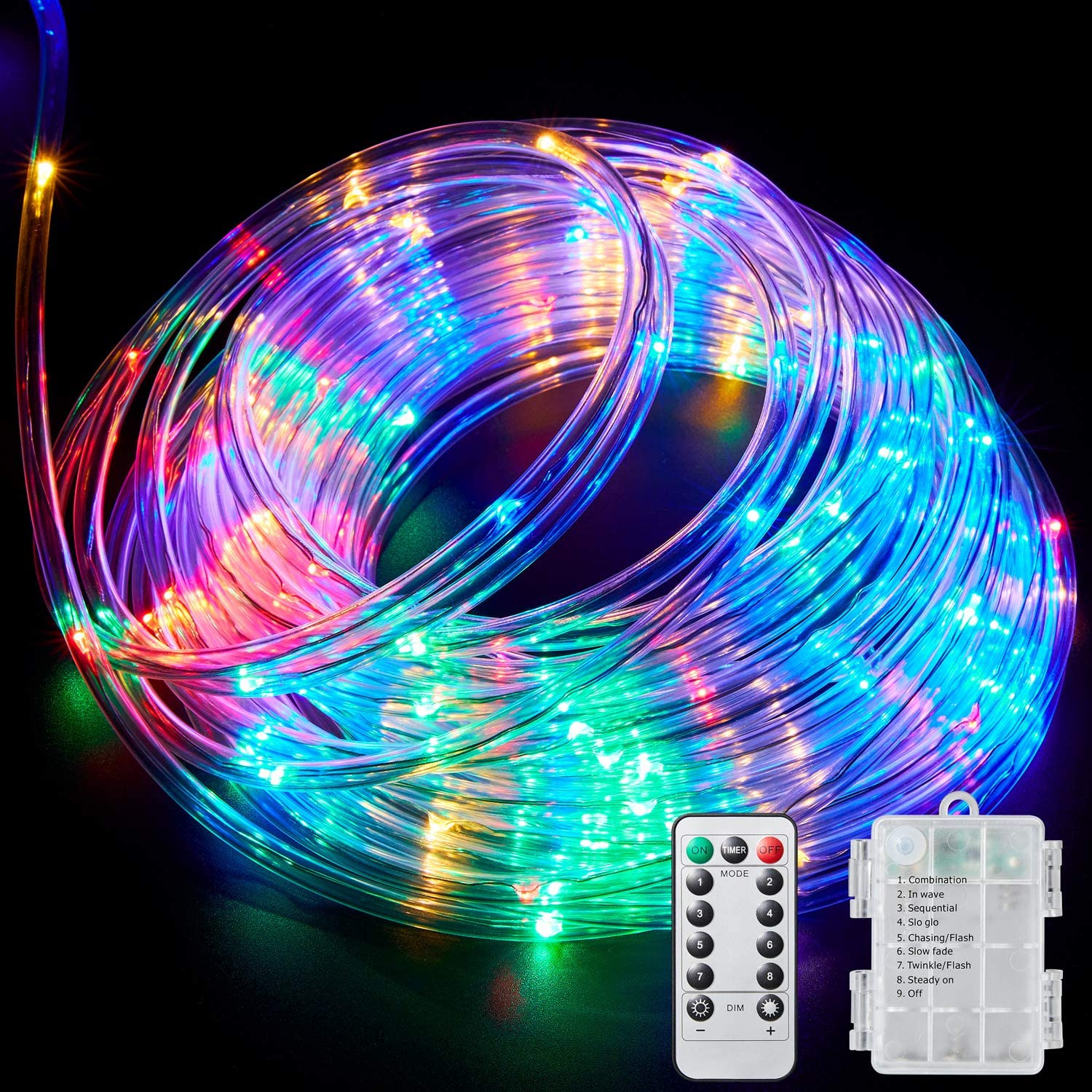 Remote Control Led Rainbow Rope Tube String Lights... – Vicedeal