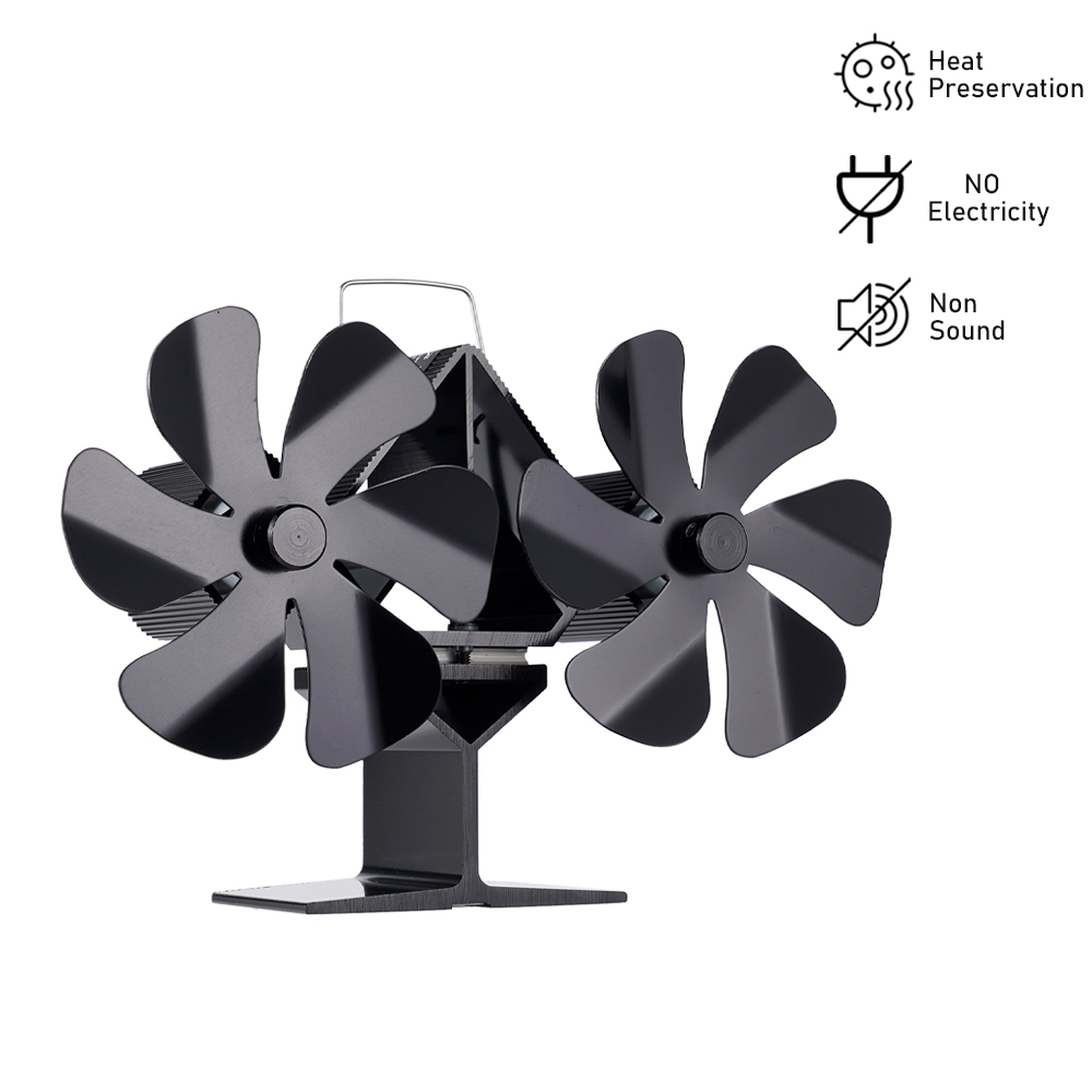 Double Headed Fireplace Fan 12 Blade Heat Powered ... – Grandado
