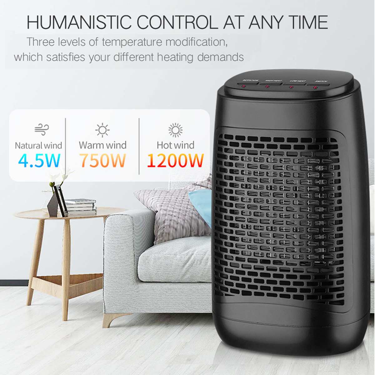 1200W Electric Air Heater 3 Modes Adjustable Power... – Vicedeal