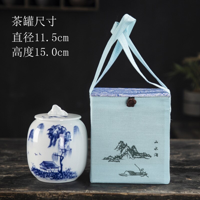 Hand-Painted Blue Pattern Ceramic Tea Caddy Tea Pa... – Vicedeal