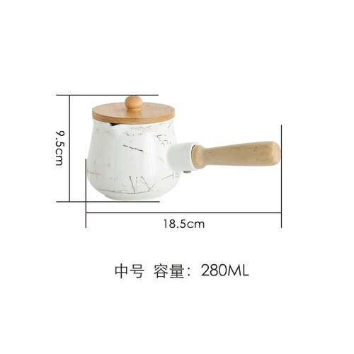 White Gold Pattern Ceramic Milk Jug Wooden Handle ... – Grandado