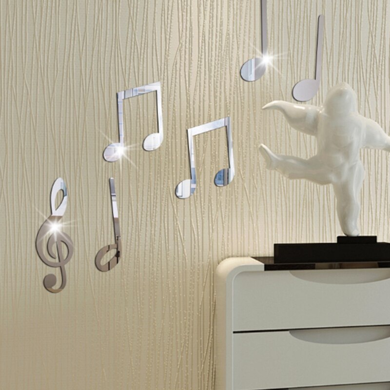 Music Notes Mirror Stickers Carved Wall Stickers P... – Grandado