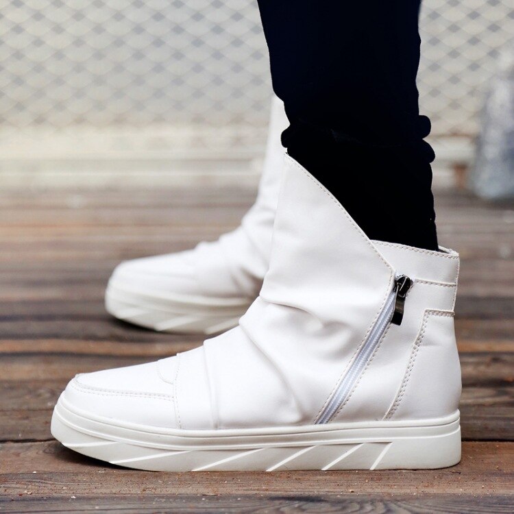 Pleated Leather Mens Casual Shoes Spring Autumn Hi... – Grandado