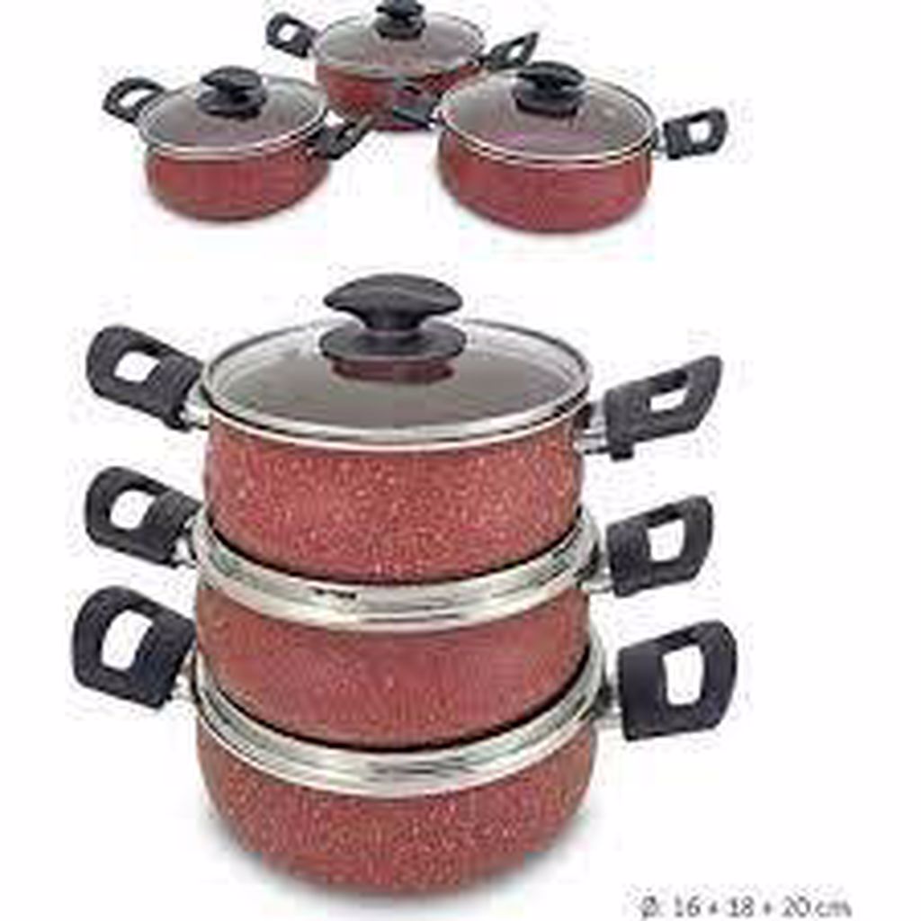 Mehtap Rosa Non-Stick Pot Set of 3 Sopu and Stock ... – Vicedeal