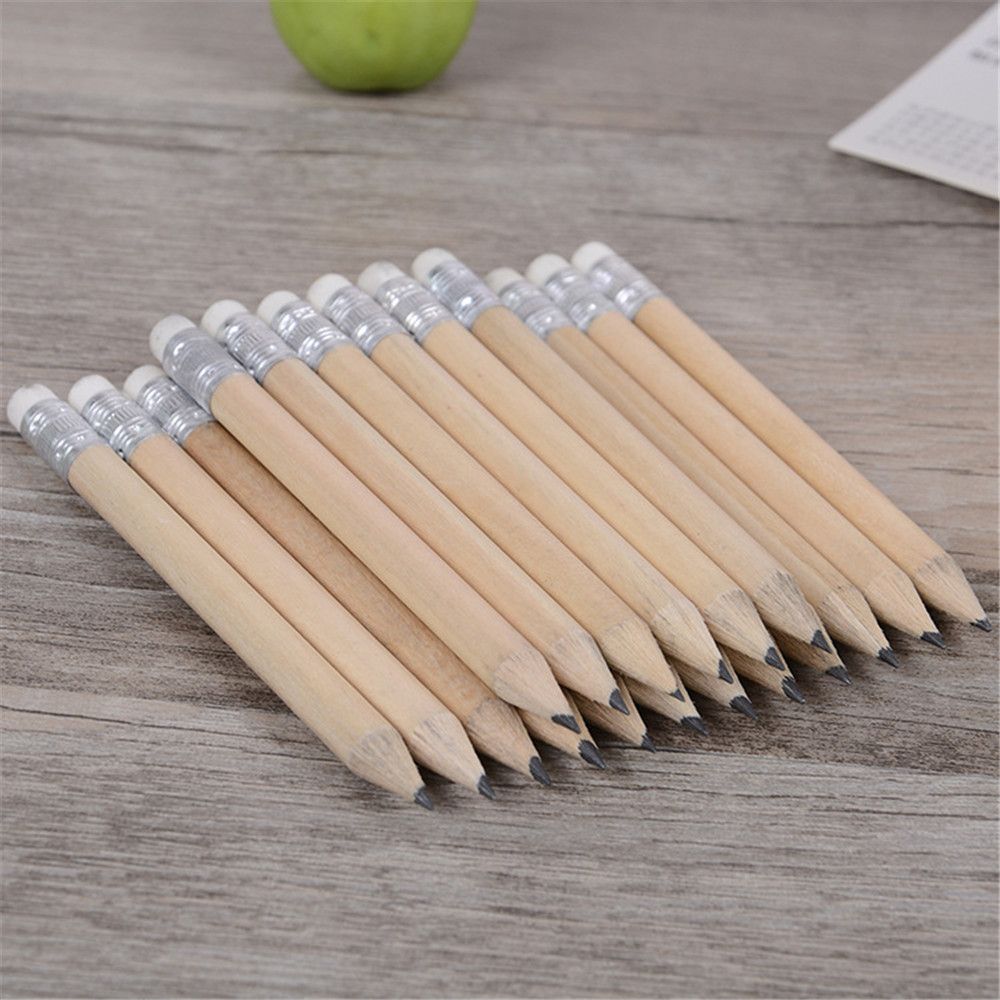 10pcs Mini Wooden Pencils with Eraser HB Black Lea... – Vicedeal