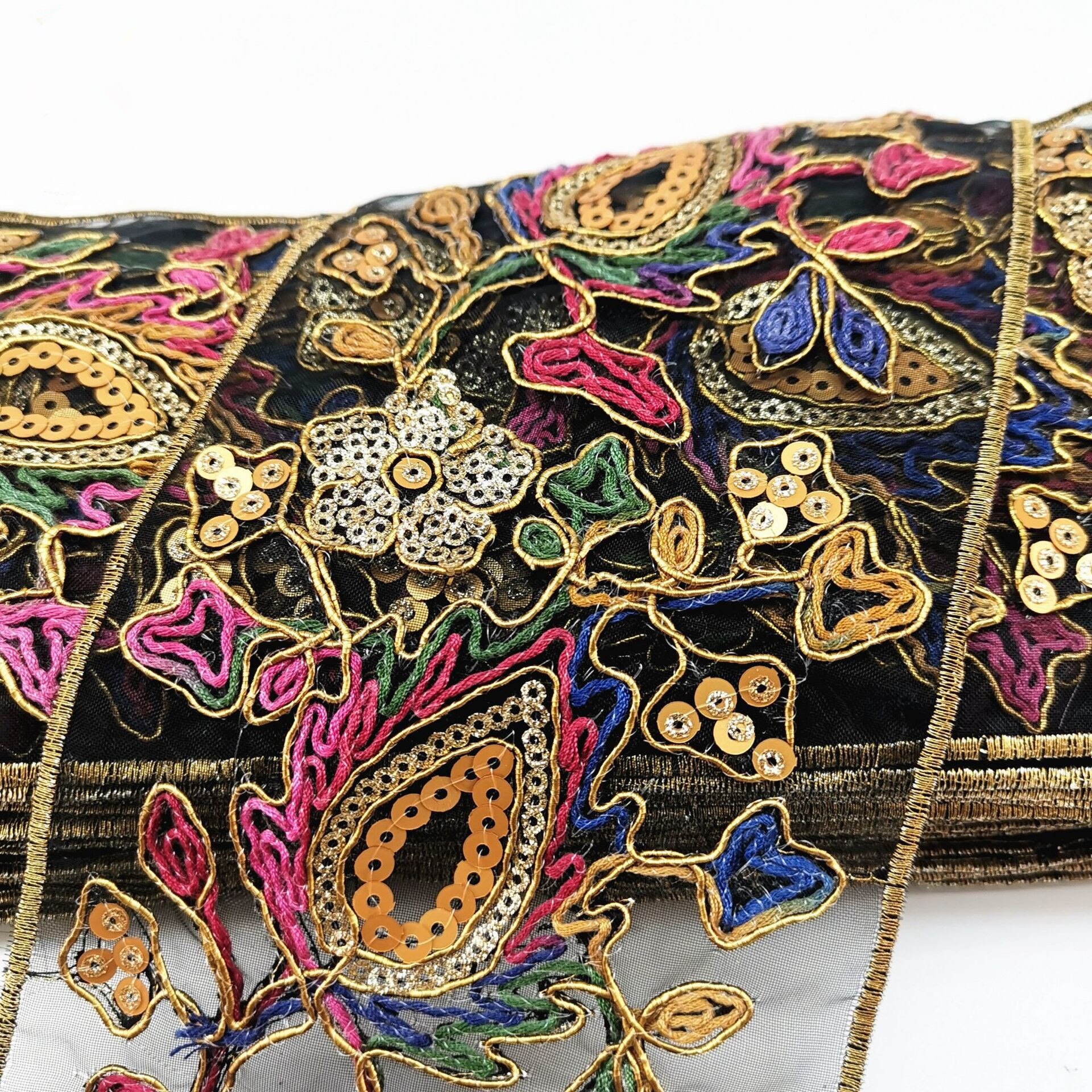 3Meters10.2cm Retro Gold Sequins Lace Trims Webbin... – Grandado