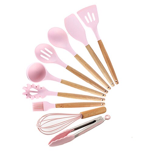 Pink Cute Kitchen Cookware Silicone Kitchenware No... – Grandado