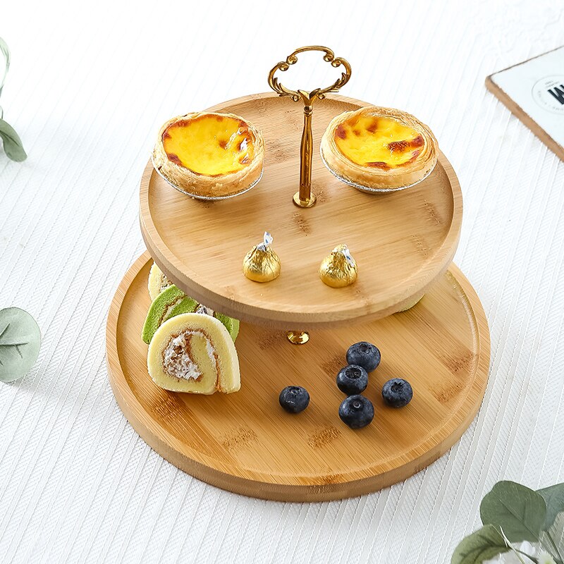 Wood Fruit Plate Three-layer Cake Plates Candy Des... – Vicedeal