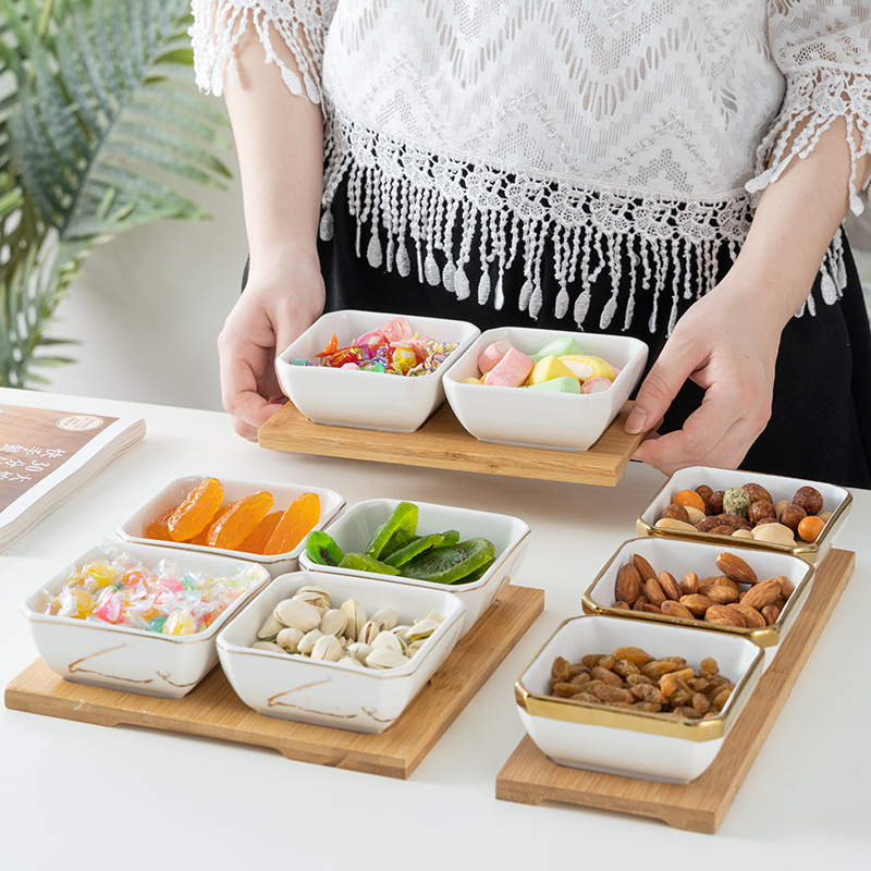 Marbled Ceramic Fruit Platter Household Snack Bowl... – Vicedeal