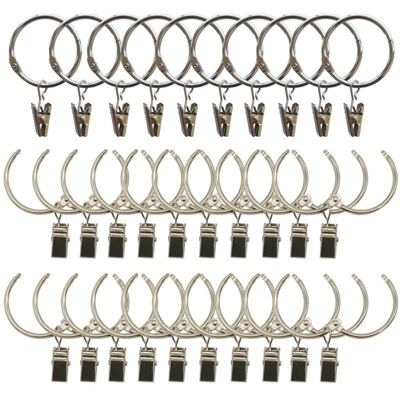 30 pack gardinklämmor med ringar metall rostfria d... – Grandado