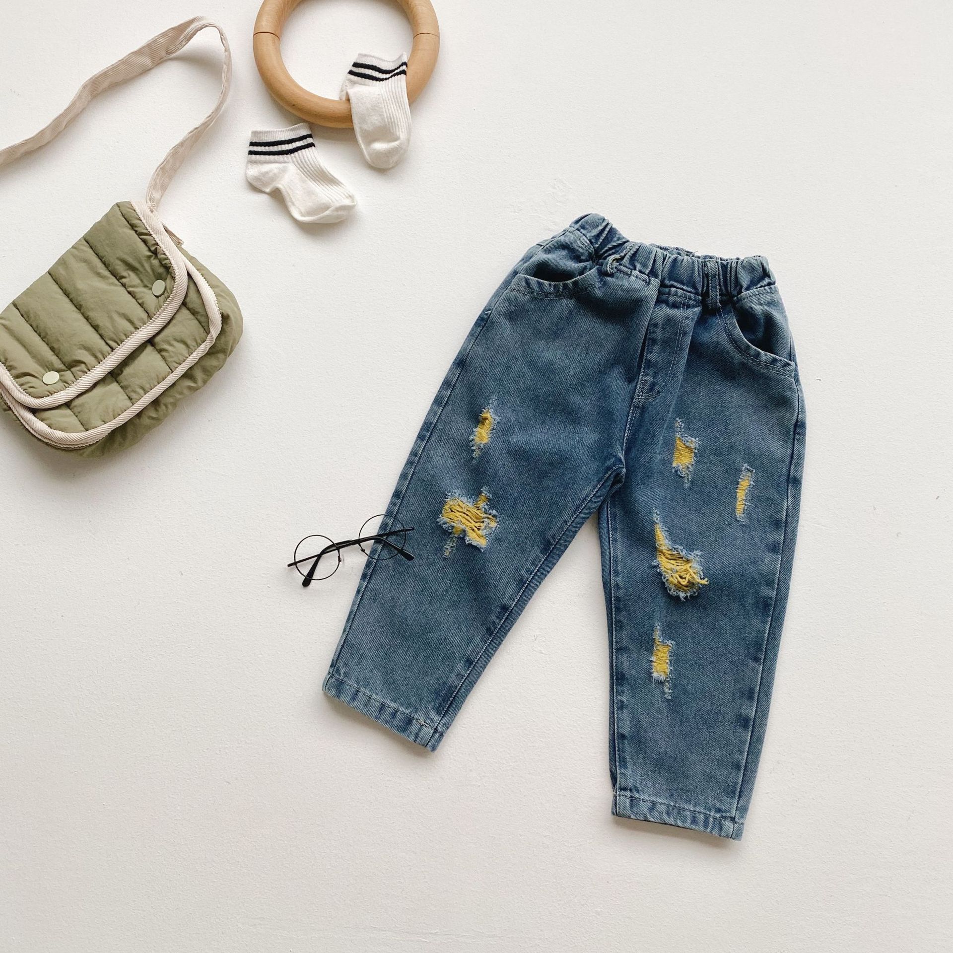 WLG Jungen Mädchen Jeans Kinder Frühling Herbst Lö... – Vicedeal