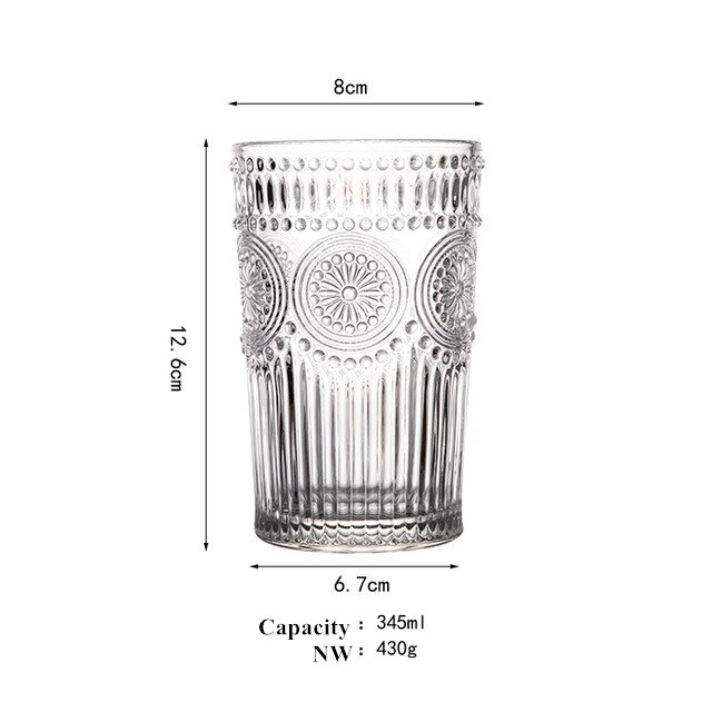 9/12OZ Classic European Embossed with gold rim Gla... – Vicedeal