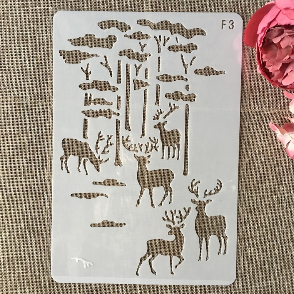 26cm Deer Forrest DIY Layering Stencils Wall Paint... – Vicedeal