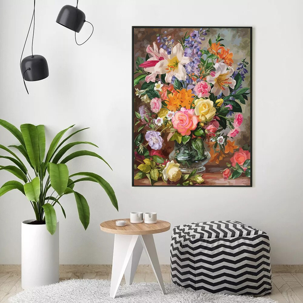 Huacan självmålning oljemålning blommor handmålade... – Vicedeal