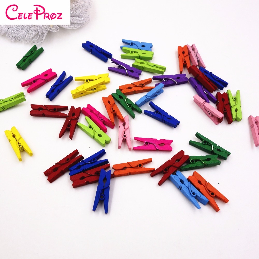 50Pcs 25mm Mini Wooden Clips Natuarl Candy Colorfu... – Grandado