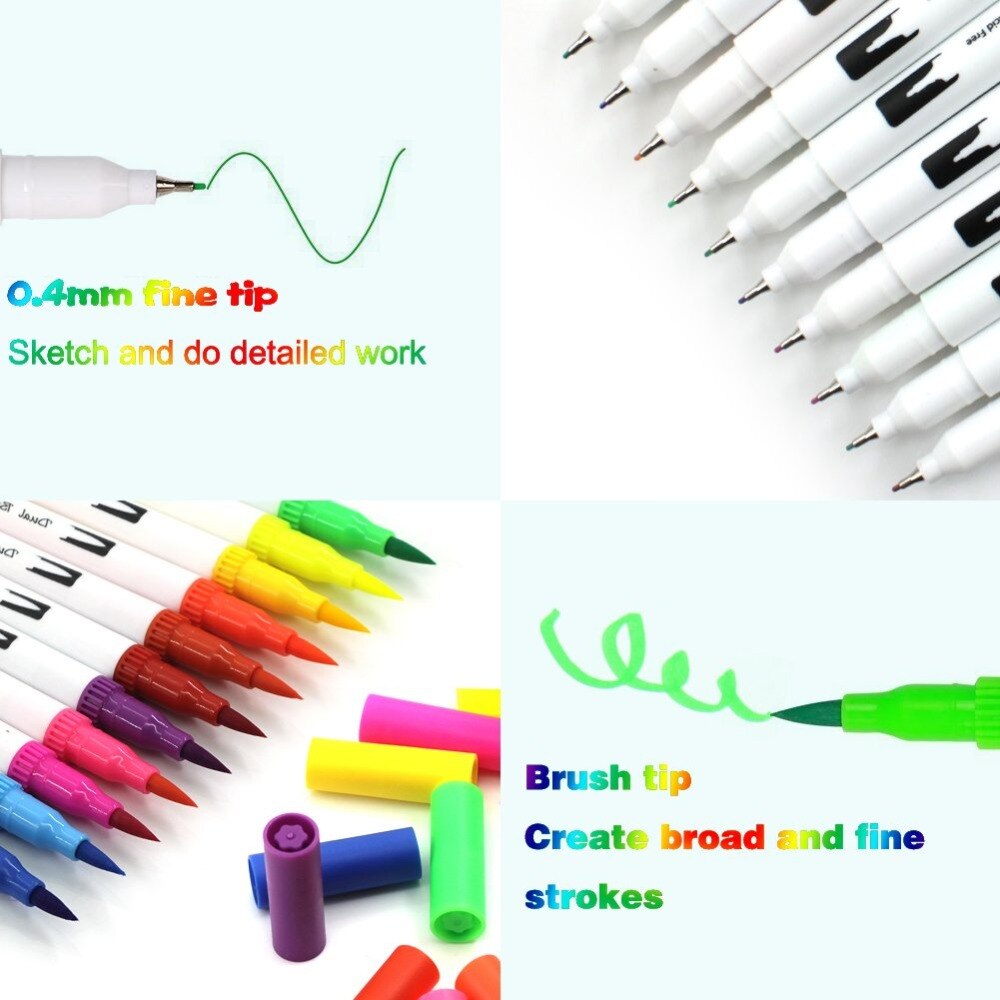 Art Markers Dual Tips Coloring Brush Fineliner Col... – Vicedeal