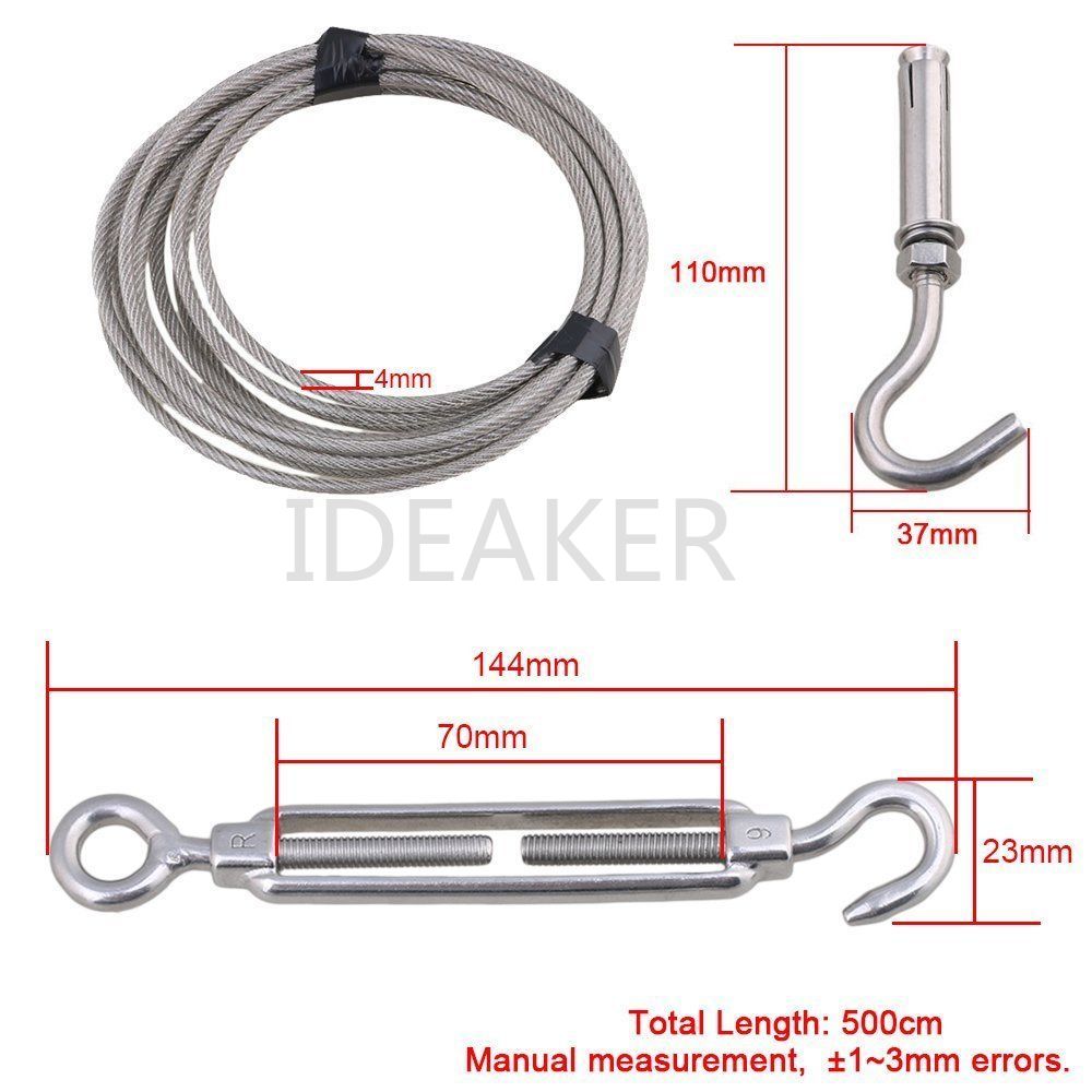 M4 5M 304 Stainless Steel Silver Outdoor Wire Rope... – Grandado