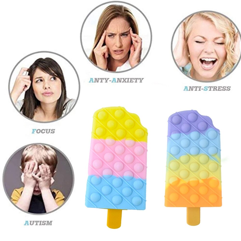 Rainbow Ice Cream Shape Pop Ball Push Toys Pop Bub... – Vicedeal