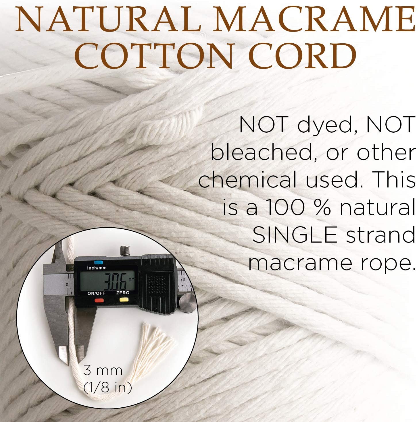 2-100M Natural Cotton Twisted Rope Macrame Cotton ... – Vicedeal