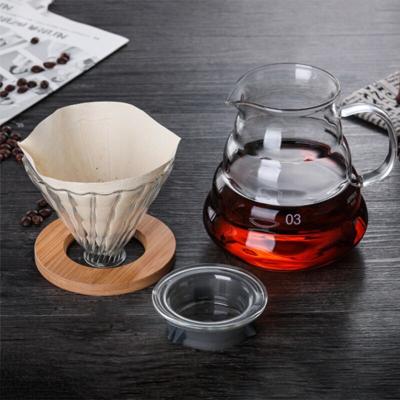 Wooden Brackets Glass Coffee Dripper and Pot Set J... – Grandado