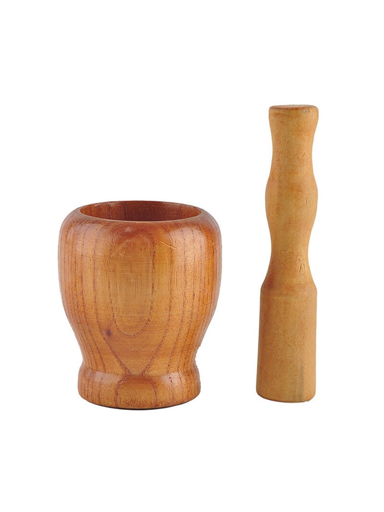 Wooden Mortar And Pestle Set Spice Bowl Pill Crush... – Grandado