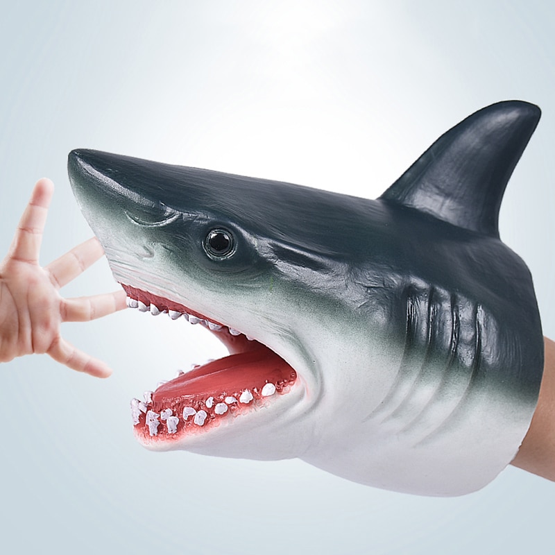 Realistic Shark Hand Puppet Soft Plastic Mouth Free Deformation ...
