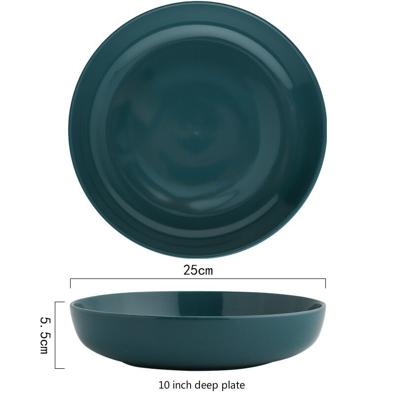 Nordic Style Peacock Blue Ceramic Plate Porcelain ... – Vicedeal