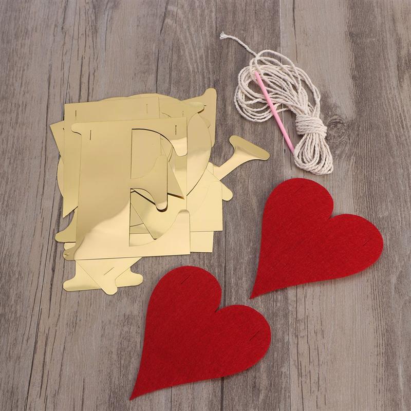 FALL IN LOVE Gold Glitter Bunting Banner with 2 He... – Grandado