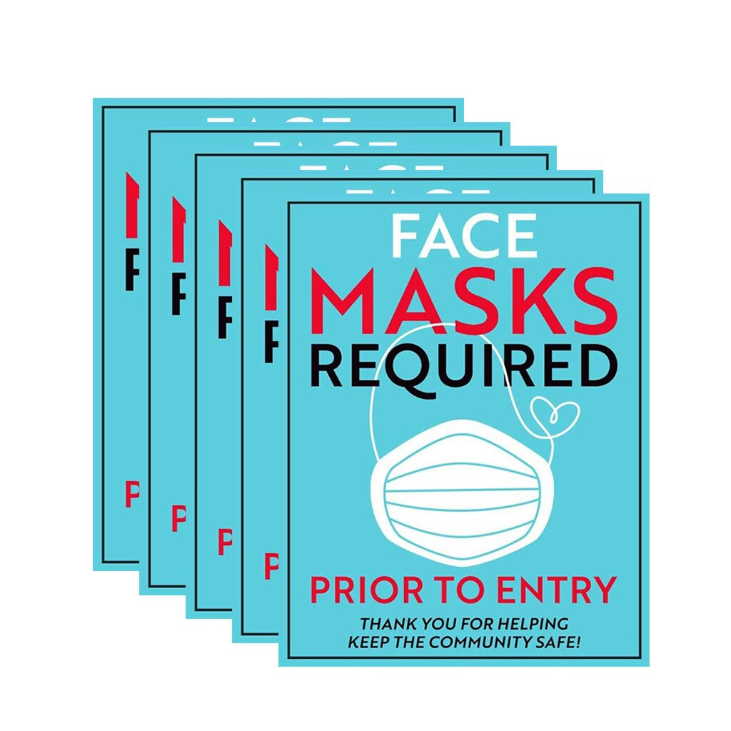 Face masks required Sign Decal Sticker warning Kee... – Grandado