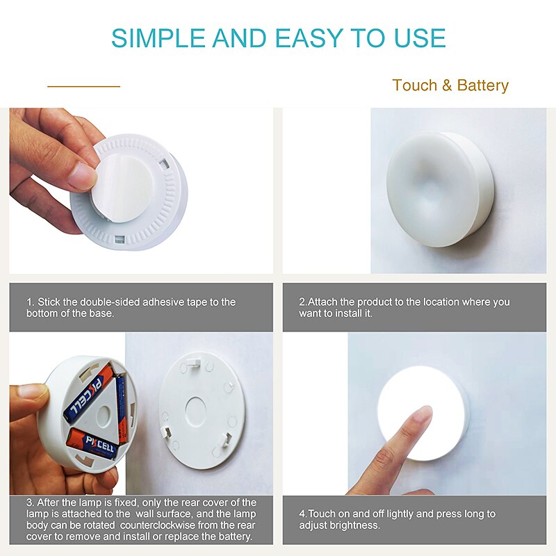 3A Batterij Touch Activated Mini Draadloze Led Kle... – Vicedeal