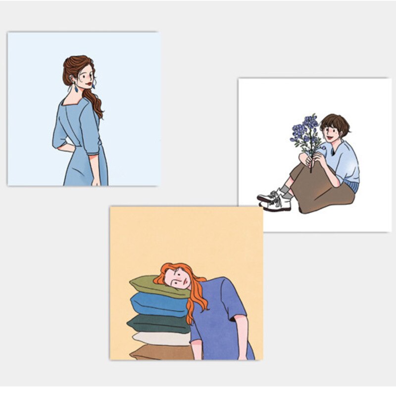 Korean Ins Cartoon Tender Girl Decorative Card 9 S... – Grandado