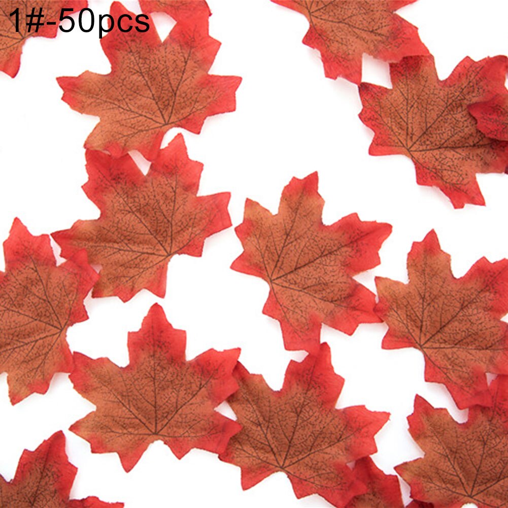 50Pcs Artificial Autumn Maple Leaves Wedding Party... – Vicedeal