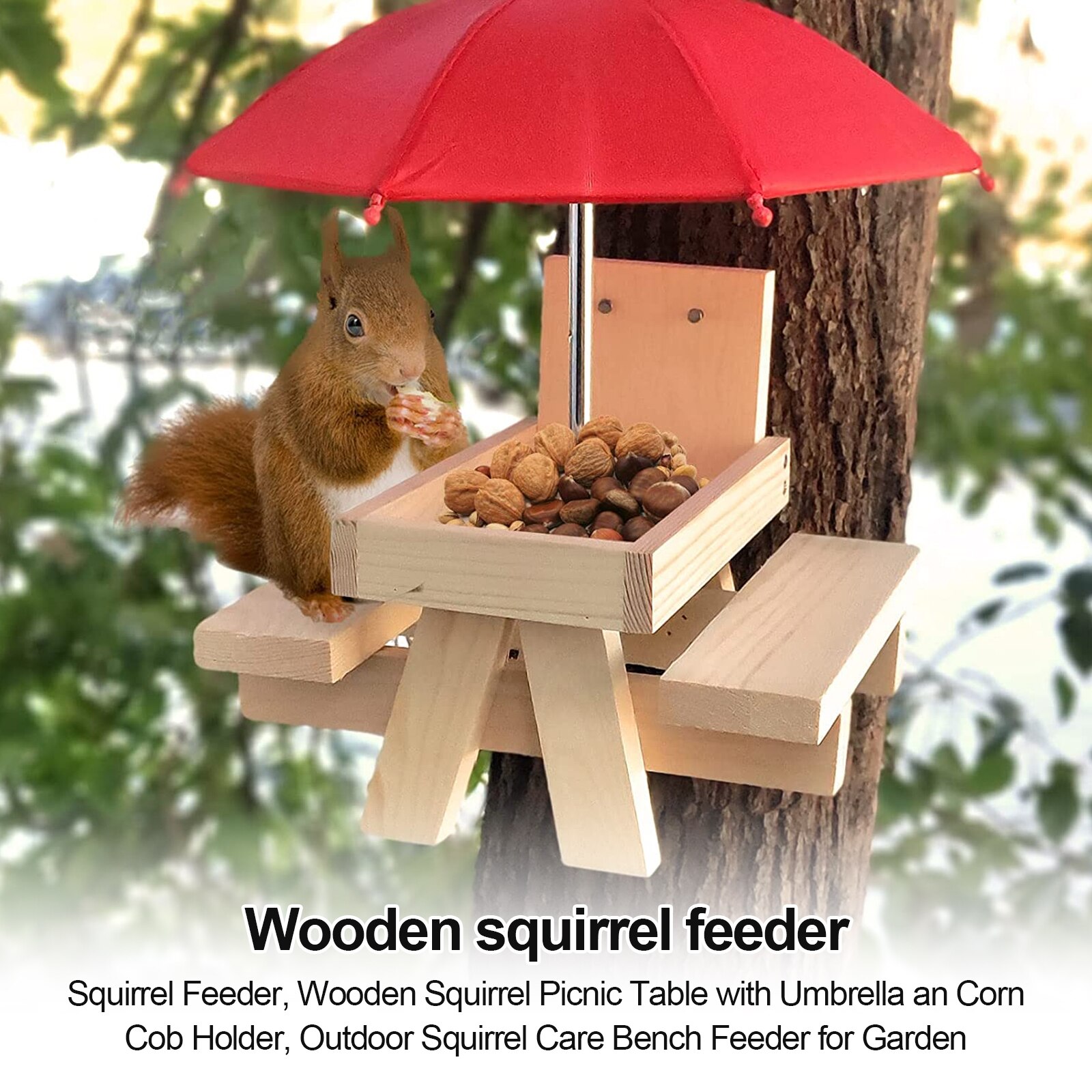 Squirrel Feeder Wooden Squirrel Picnic Table With ... – Vicedeal