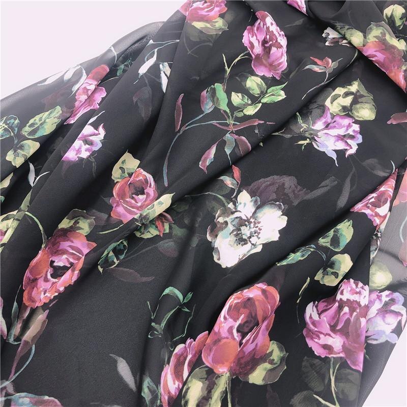 good transit print floral Paris chiffon fabric for... – Grandado