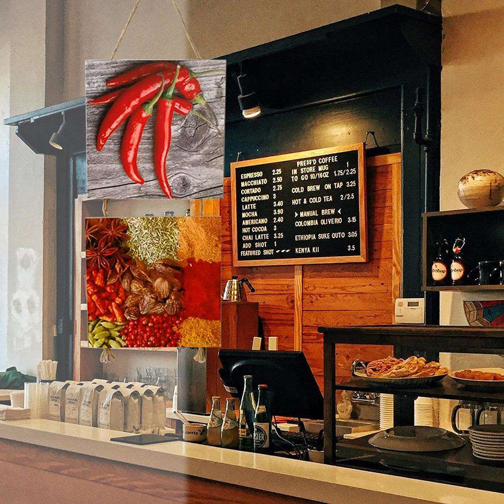 Wooden Listed 2 Pieces Pepper Pattern Sign Kitchen... – Grandado