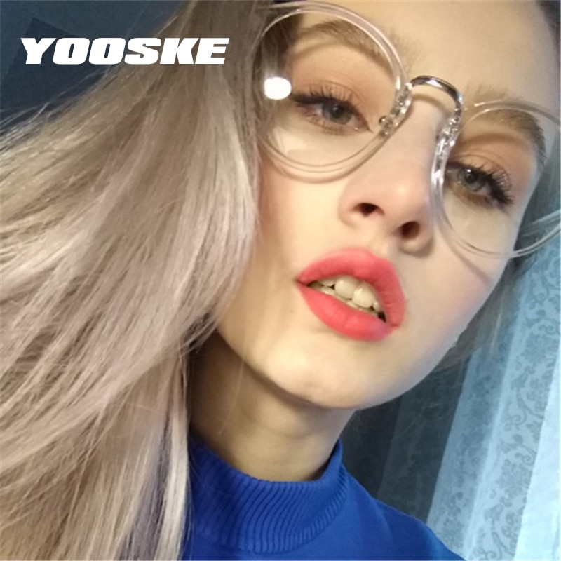 YOOSKE Transparent Round Glasses Clear Frame Women... – Grandado
