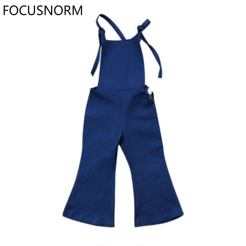 Toddler Kids Girls Denim Bib Bell-bottoms Romper O... – Grandado