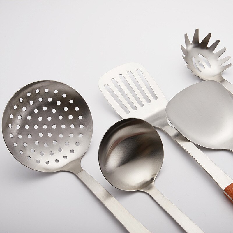 Scoops Stainless Steel Silver Cooking Tool Wooden ... – Grandado