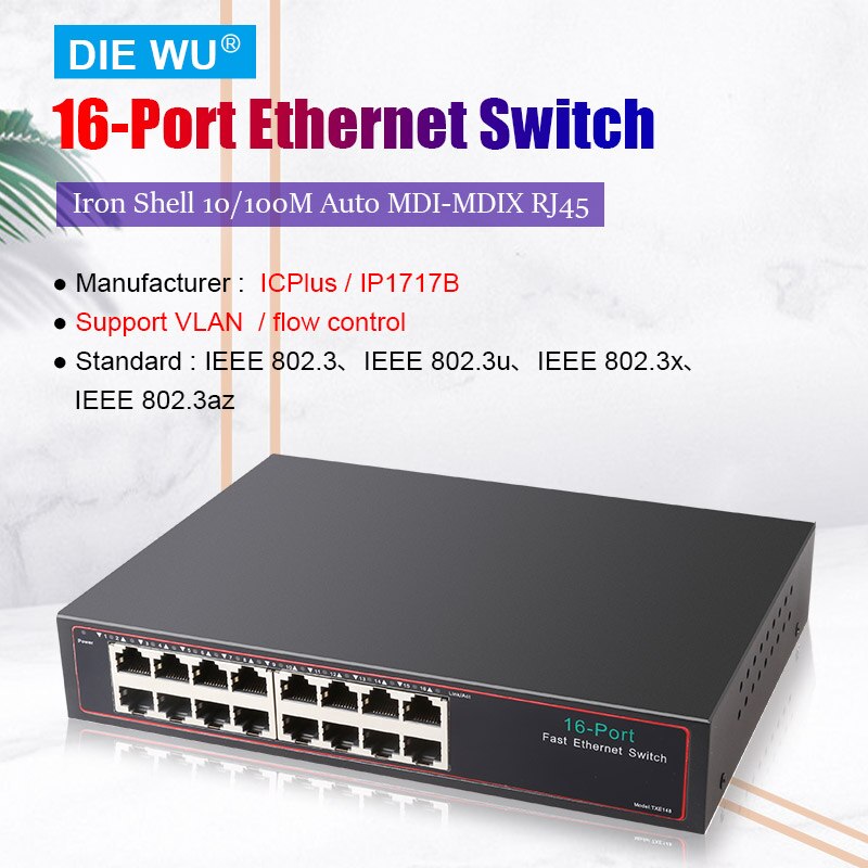 Txe148 16 Port 10 100m Fast Ethernet Network Switc Grandado